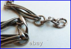 Belle Chaine de montre gousset en argent massif niellé silver chain ...